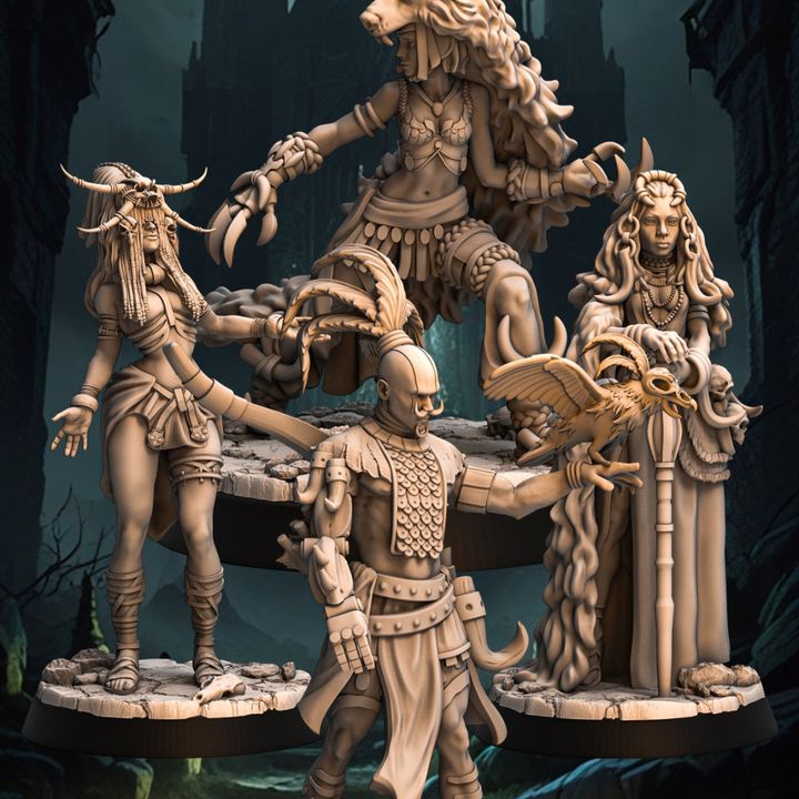 3D Printable PRE-SUPPORTED Canibal Team - 32mm - DnD by RN Estudio